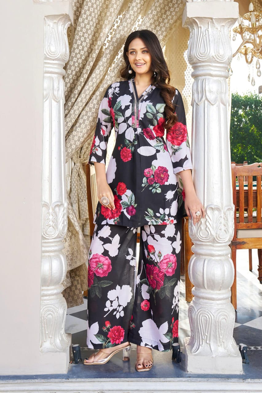 Palazzo set cotton Mulson Pastoral Style Black Kurti – MULSON RETAIL ...