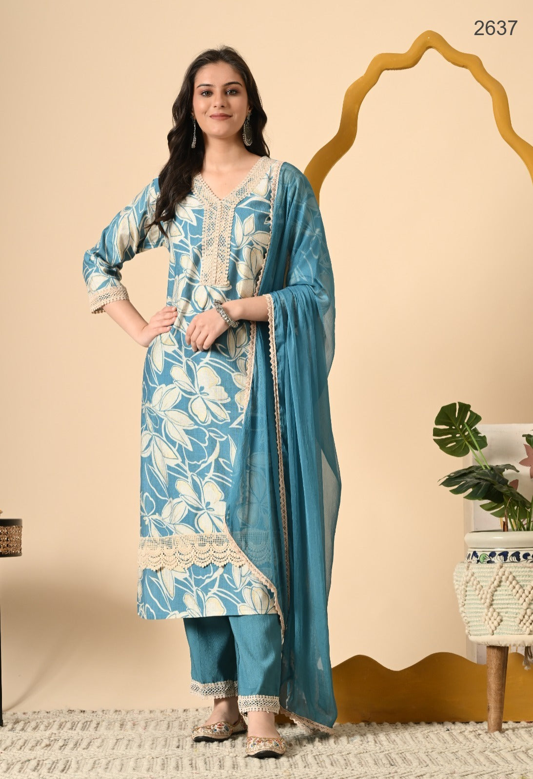 Women Cotton kurta Mulson Teal Blue Flower print – MULSON RETAIL PVT LTD